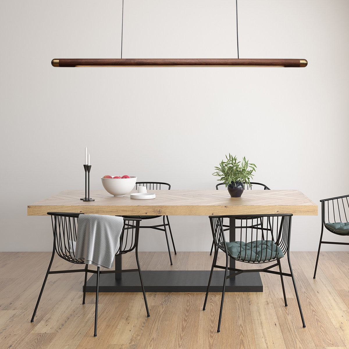 Black Walnut Minimalist LED Chandelier - Modern LED Light Fixture ...