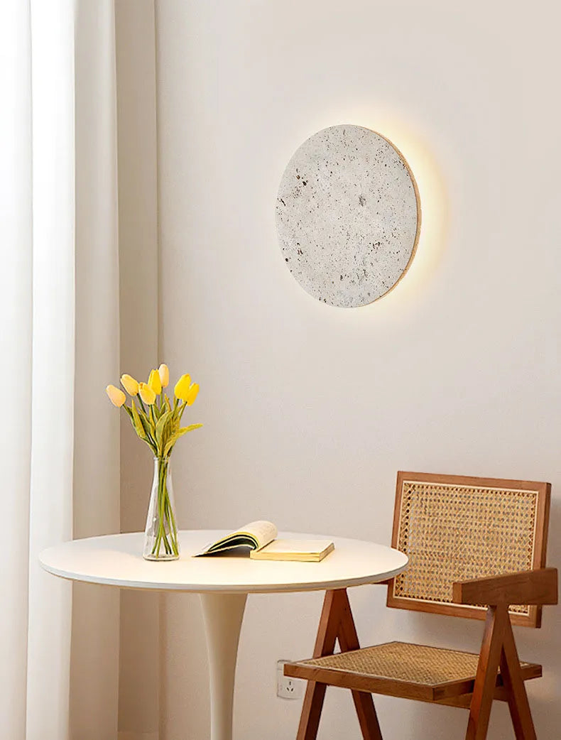 Moon-Shaped Sconce - Natural Stone Lighting - Travertine Wall Light ...