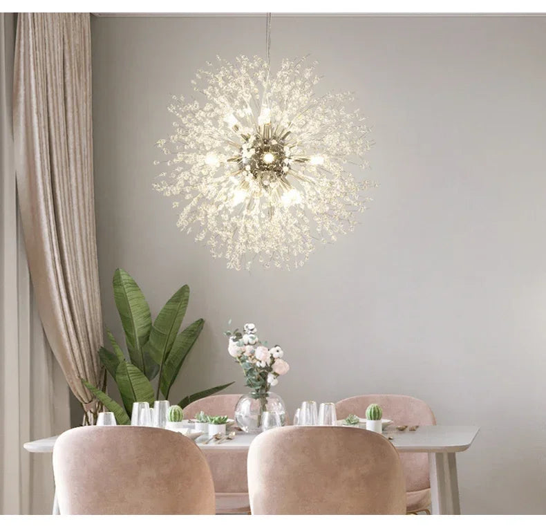 Dandelion Crystal Chandelier - Sparkling Light Fixture - Elegant ...