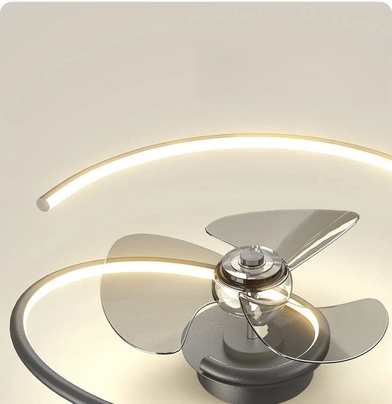 Modern Minimalist Ceiling Fan with LED Chandelier & Remote – GabyBerg ...