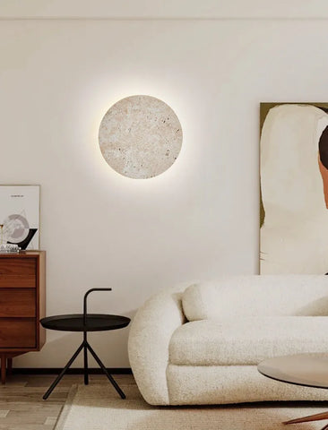 Moon-Shaped Sconce - Natural Stone Lighting - Travertine Wall Light ...