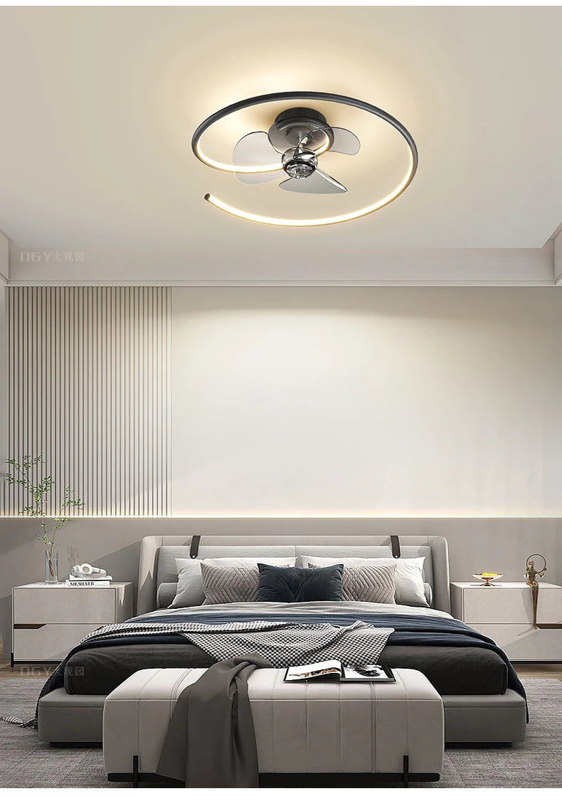 Modern Minimalist Ceiling Fan with LED Chandelier & Remote – GabyBerg ...