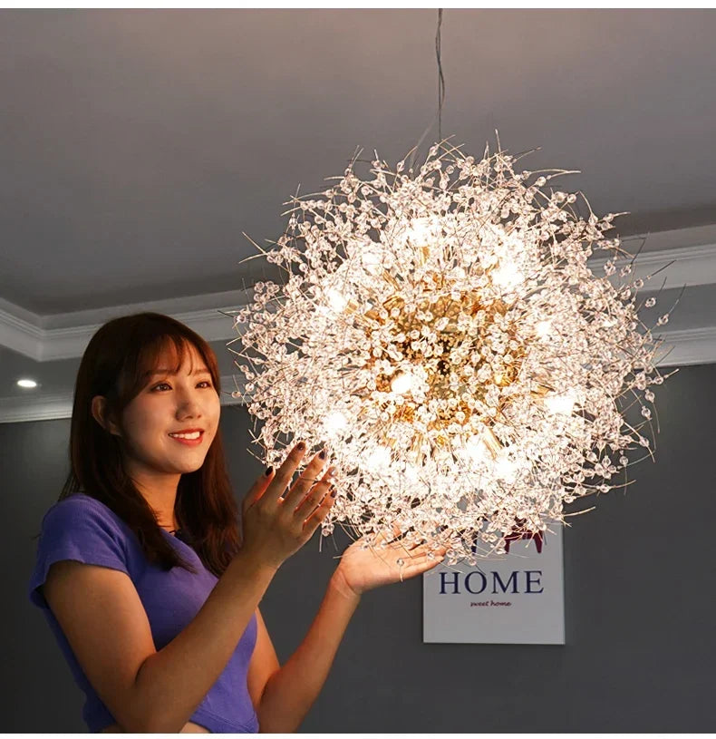 Dandelion Crystal Chandelier - Sparkling Light Fixture - Elegant ...