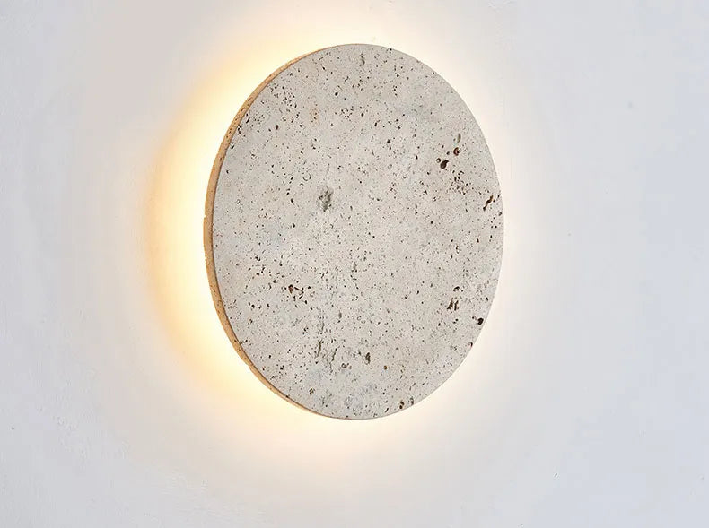 Moon-Shaped Sconce - Natural Stone Lighting - Travertine Wall Light ...