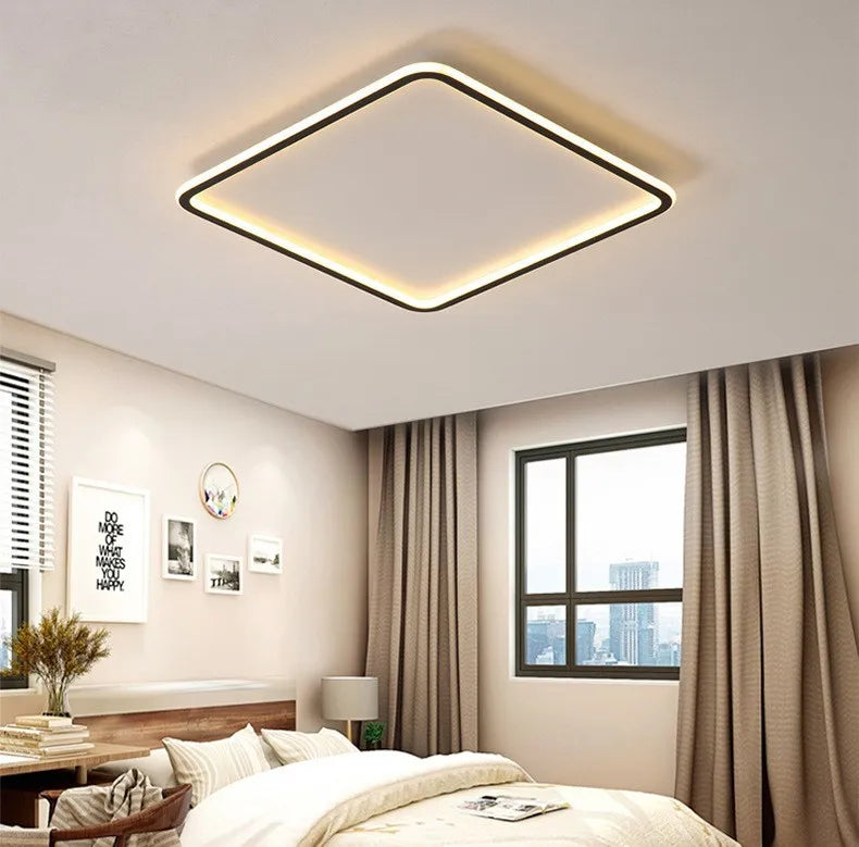 Modern LED Round Light Kitchen Chandelier Lamp, Black and Gold ...