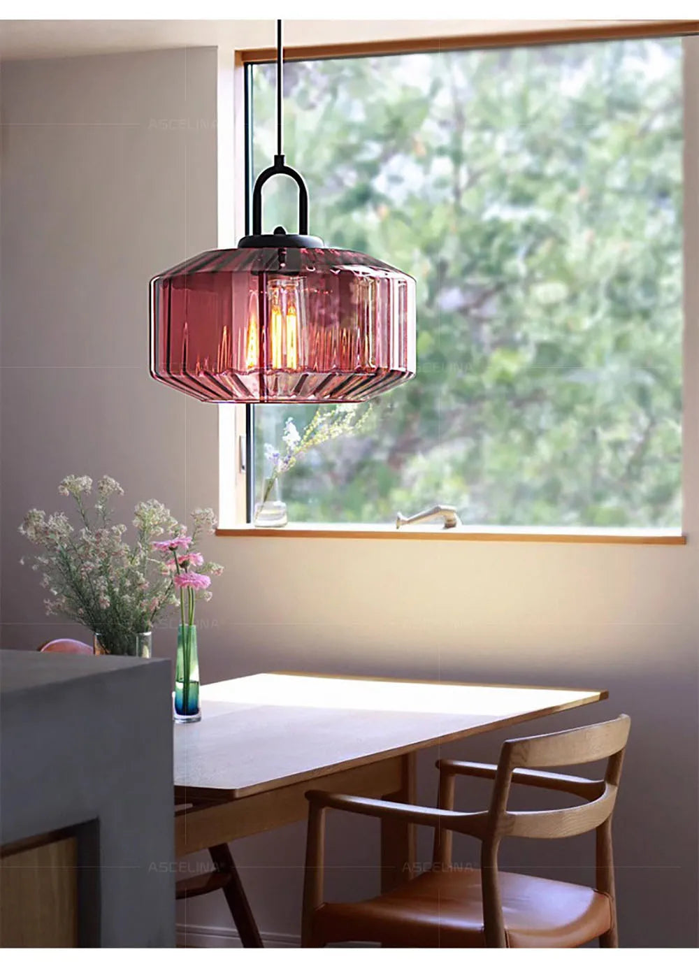 Pristine Dome Purple Glass Pendant Light – GabyBerg Design