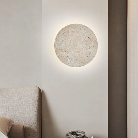 Moon-Shaped Sconce - Natural Stone Lighting - Travertine Wall Light ...
