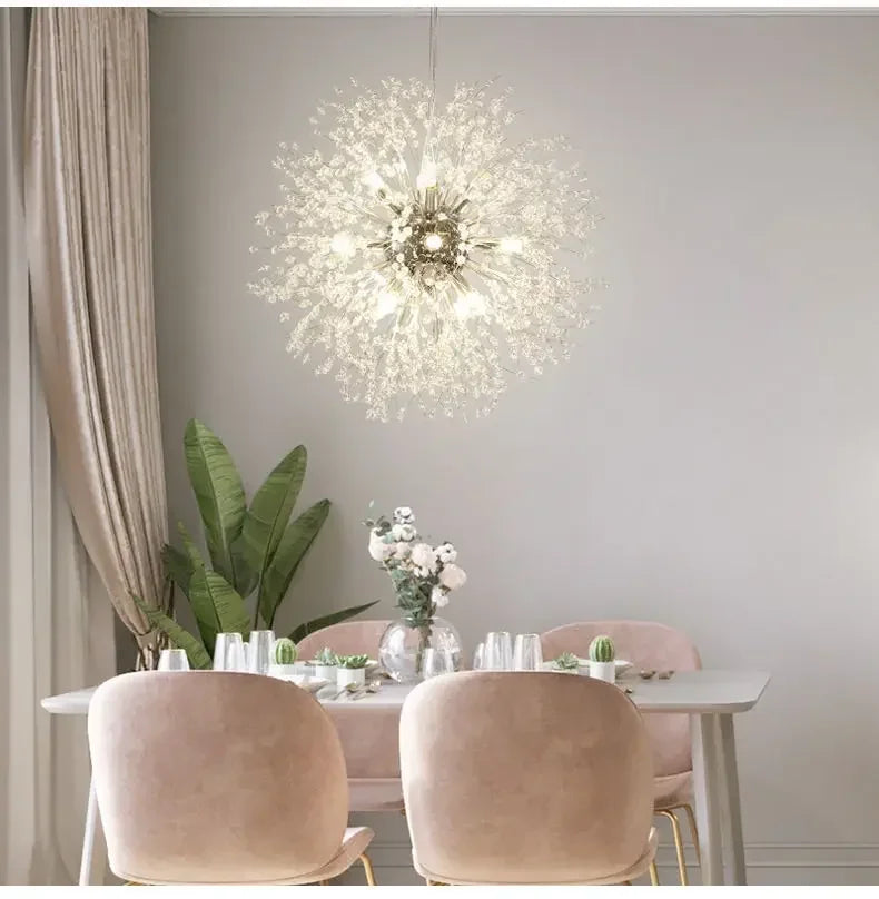 Dandelion Crystal Chandelier - Sparkling Light Fixture - Elegant ...