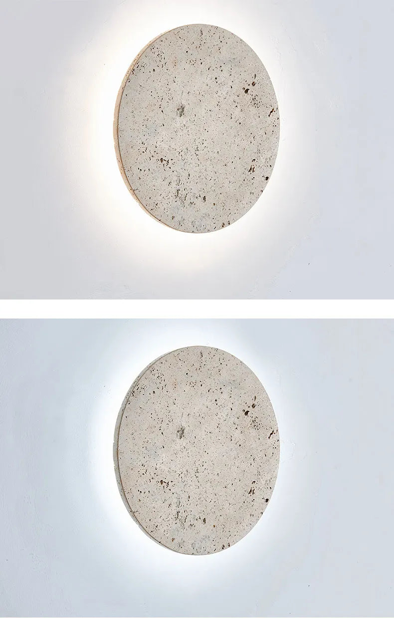 Moon-Shaped Sconce - Natural Stone Lighting - Travertine Wall Light ...
