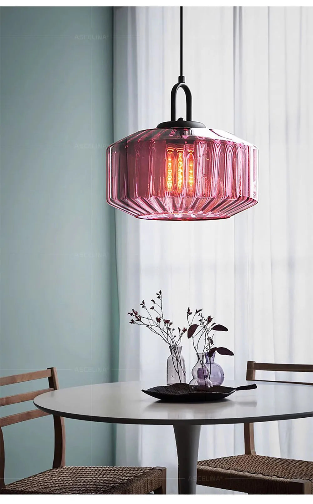 Pristine Dome Purple Glass Pendant Light – GabyBerg Design