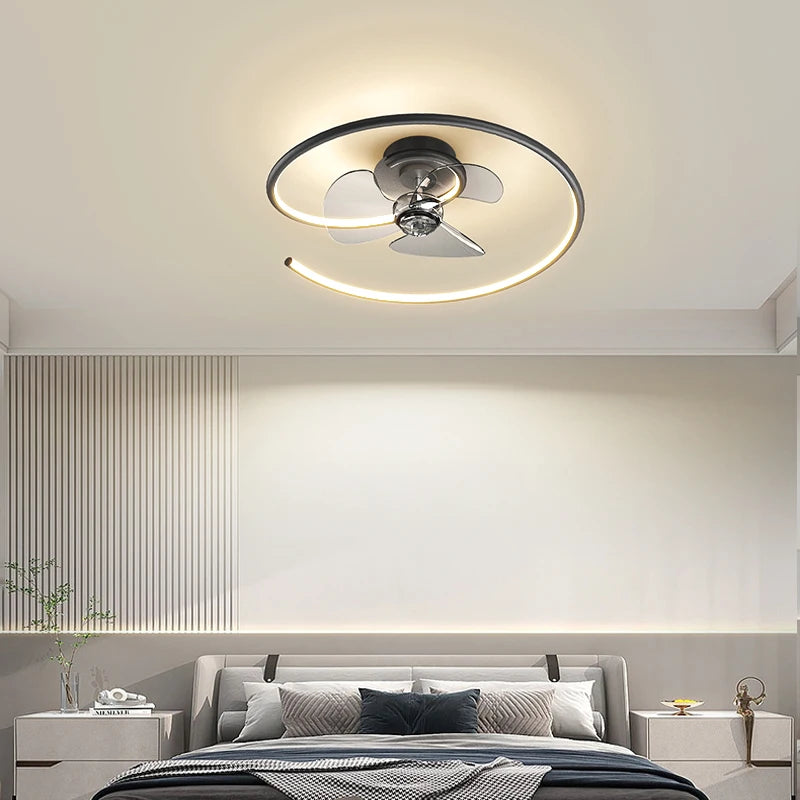 Modern Minimalist Ceiling Fan with LED Chandelier & Remote – GabyBerg ...