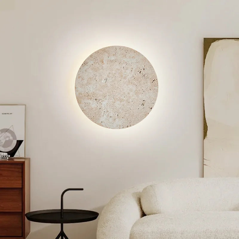 Moon-Shaped Sconce - Natural Stone Lighting - Travertine Wall Light ...