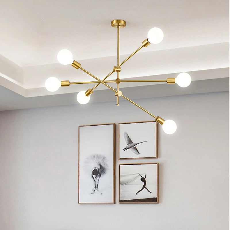 6 Lights Pendant Light - Metal Rotatable Fixture - Modern Satellite ...