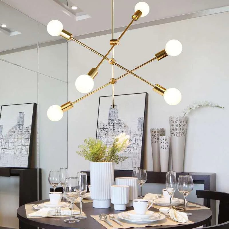 6 Lights Pendant Light - Metal Rotatable Fixture - Modern Satellite ...