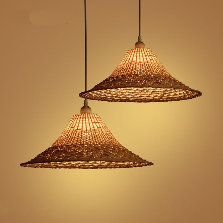 Retro Fisherman's Cap Farmhouse Rattan Pendant Light – GabyBerg Design