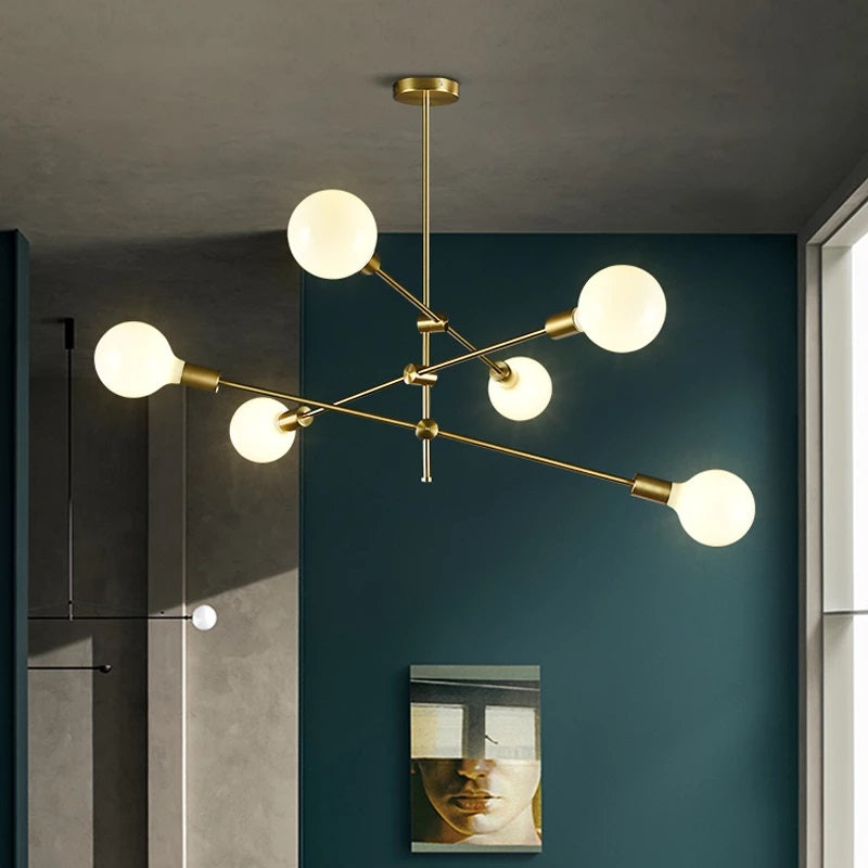 6 Lights Pendant Light - Metal Rotatable Fixture - Modern Satellite ...