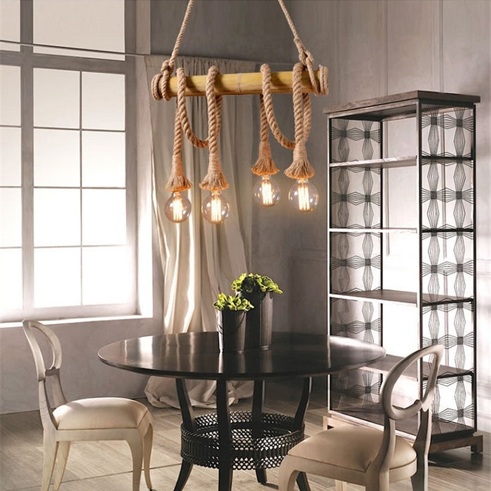 Retro Rope Light Fixture – Twisted Industrial Pendant Lamp for Loft or ...