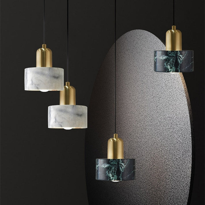 Natural Marble Light Fixture - Small Pendant Light - White Marble Light ...