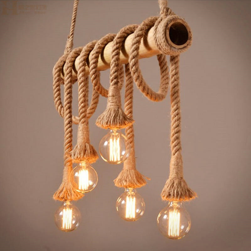 Retro Rope Light Fixture – Twisted Industrial Pendant Lamp for Loft or ...