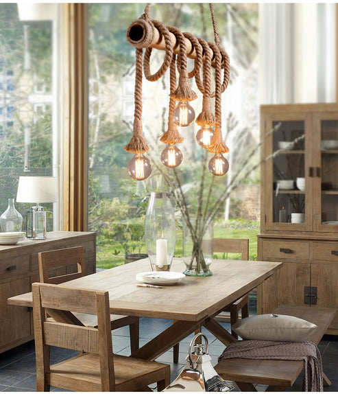 Retro Rope Light Fixture – Twisted Industrial Pendant Lamp for Loft or ...