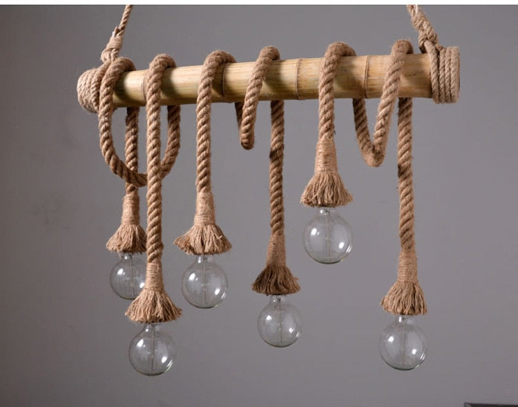Loft Vintage Rope Pendant Lights - Rustic Rope Light Fixture ...