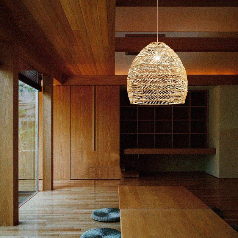 Natural Handmade Rattan Pendant Light - Kitchen Rattan Light Fixture ...