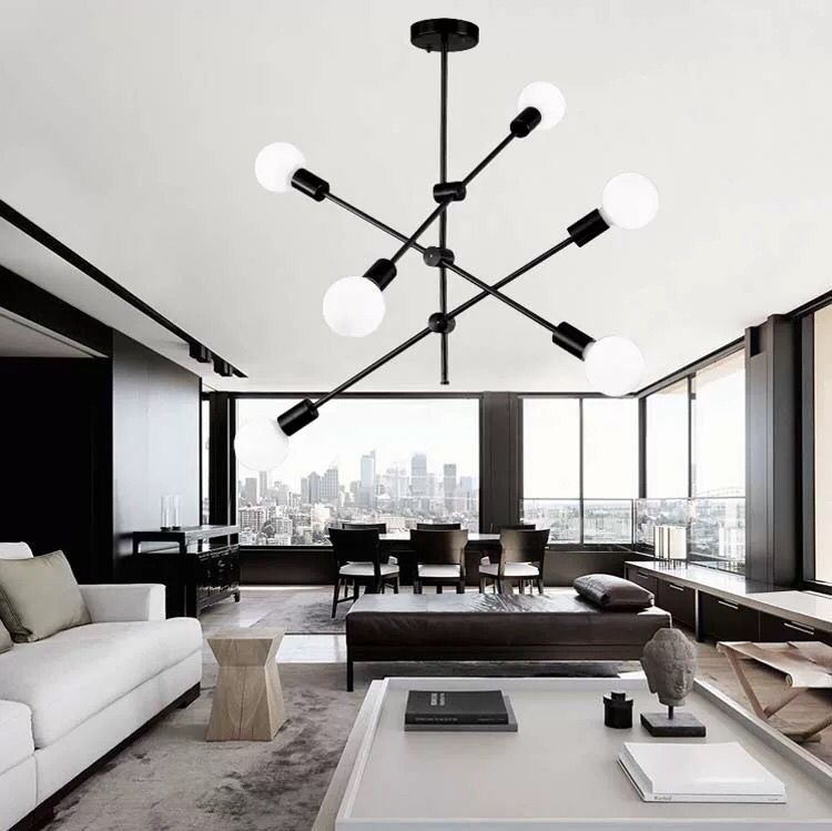 6 Lights Pendant Light - Metal Rotatable Fixture - Modern Satellite ...