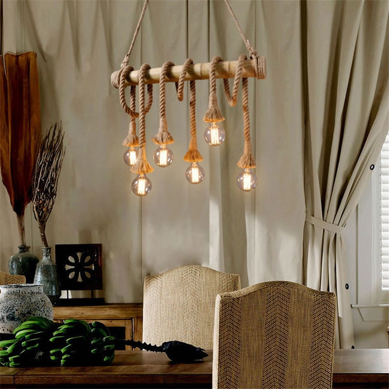 Retro Rope Light Fixture – Twisted Industrial Pendant Lamp for Loft or ...