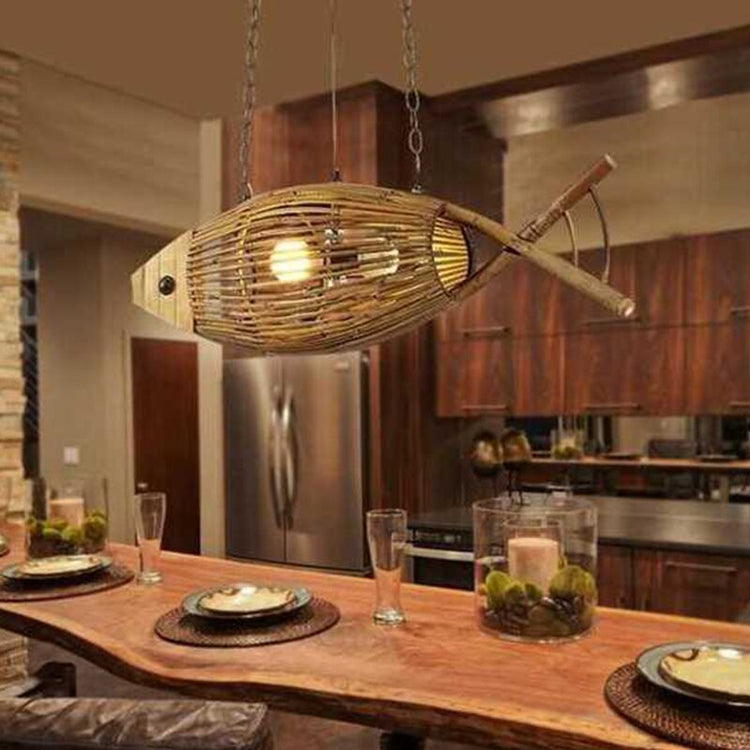 Kitchen Bamboo Fish Chandelier, Hand-Made – GabyBerg Design
